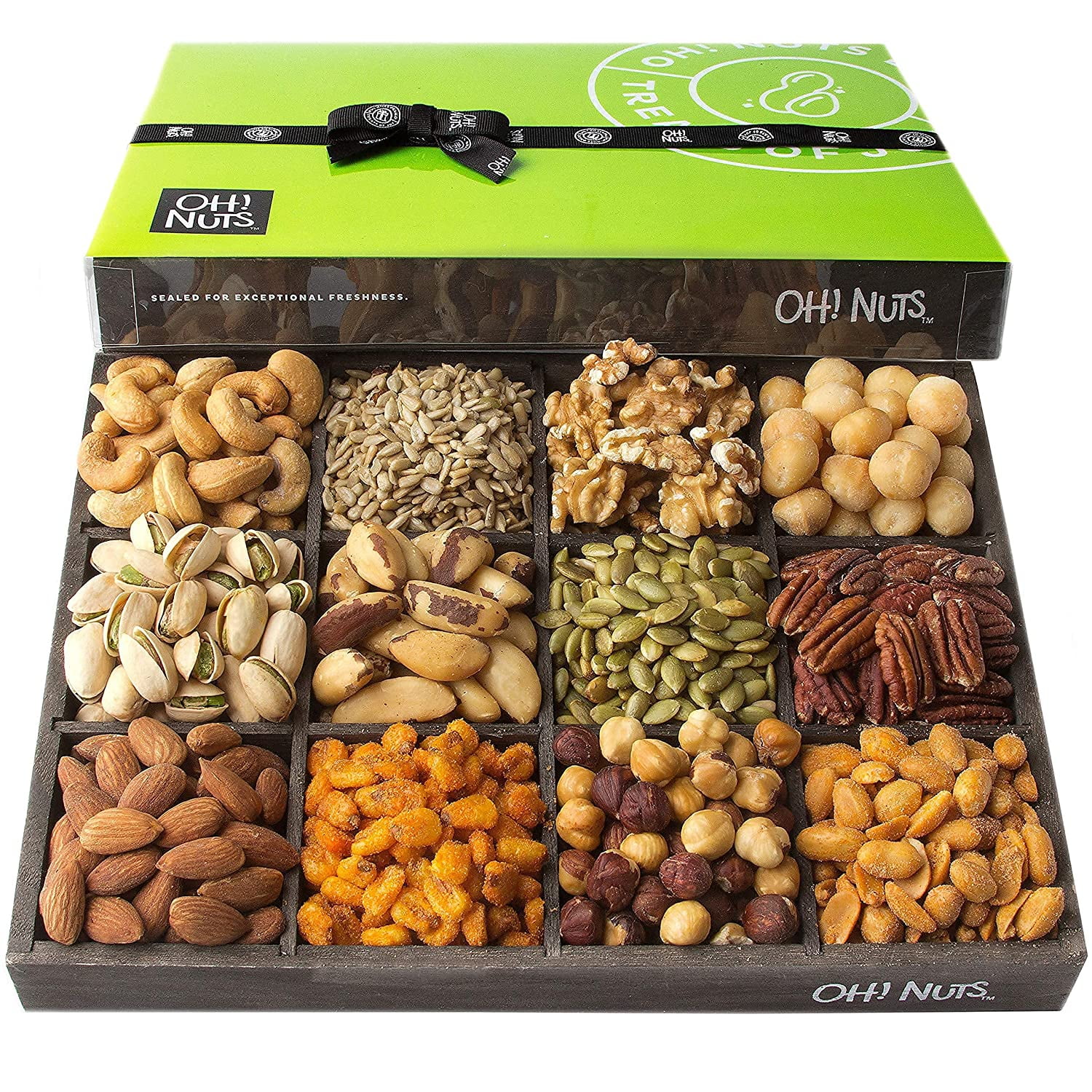 Oh! Nuts Gourmet Gift Basket with 12 Variety Assorted Nuts Healthy ...