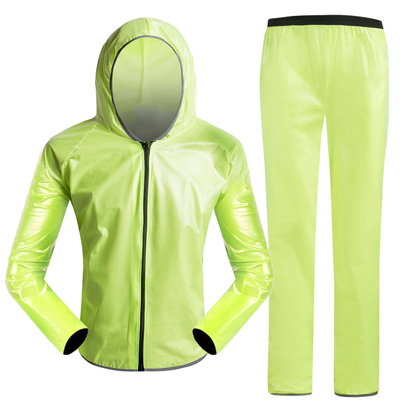 Flyflise Waterproof Raincoat Pants Set Women Men Reflective Waterproof Hooded Suit For Cycling Riding Camping 3xl