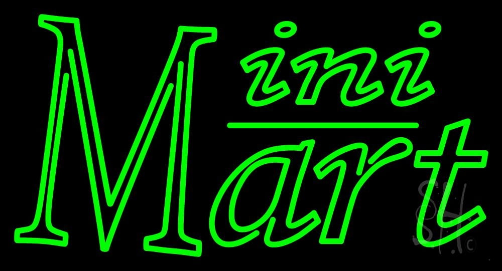 Green Mini Mart LED Neon Sign 13 x 24 - inches, Black Square Cut ...