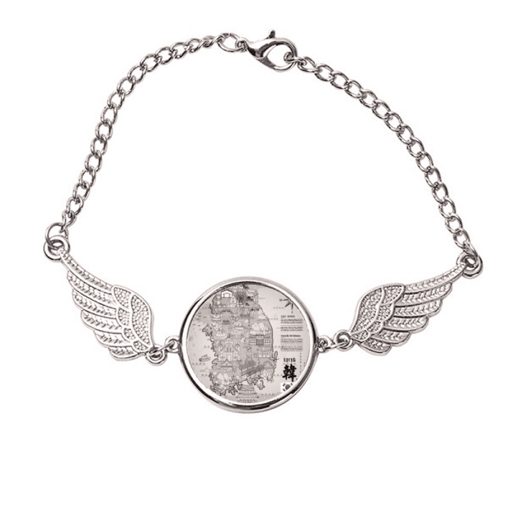 Mapa de puntos de 1945, Corea del Sur Pulsera pulsera pulsera alas de ...