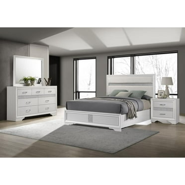 Miranda 4-Piece Queen Platform Storage Bedroom Set with Acrylic Handles ...