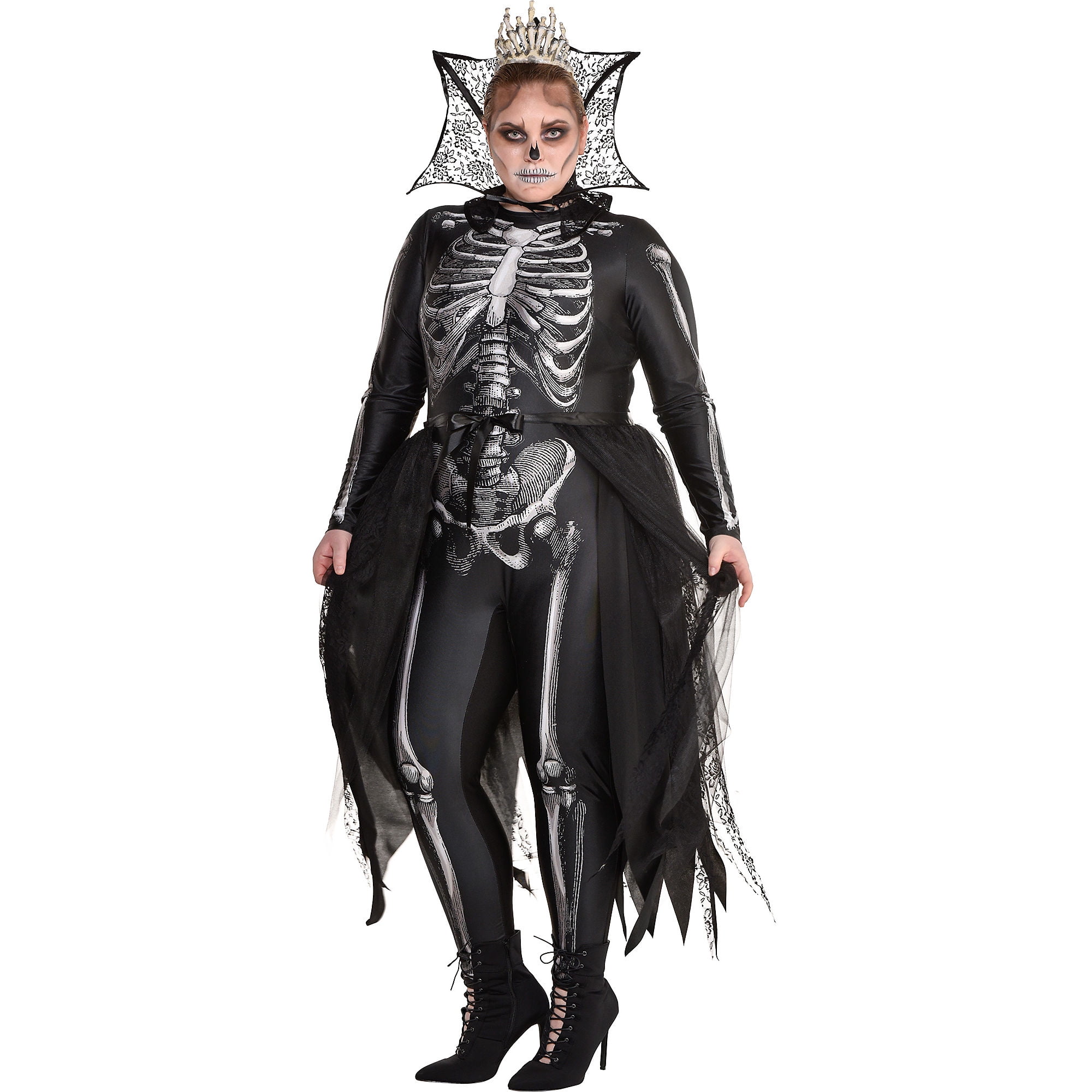 Amscan Gothic Skeleton Queen Halloween Costume for Women, Plus (18-20 ...