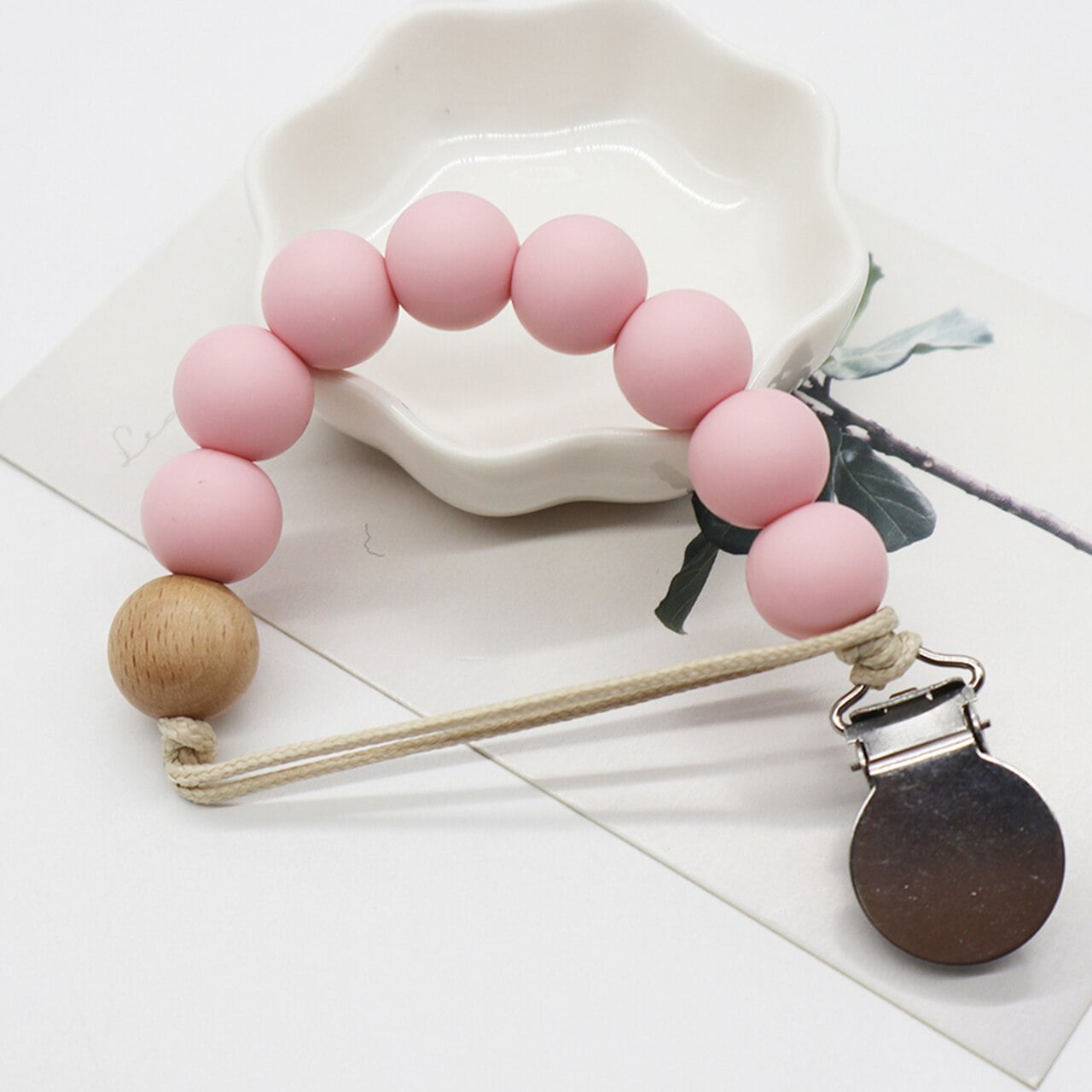 Pink Silicone Pacifier Clip Silicone Teething Soothie Teether Clips for ...