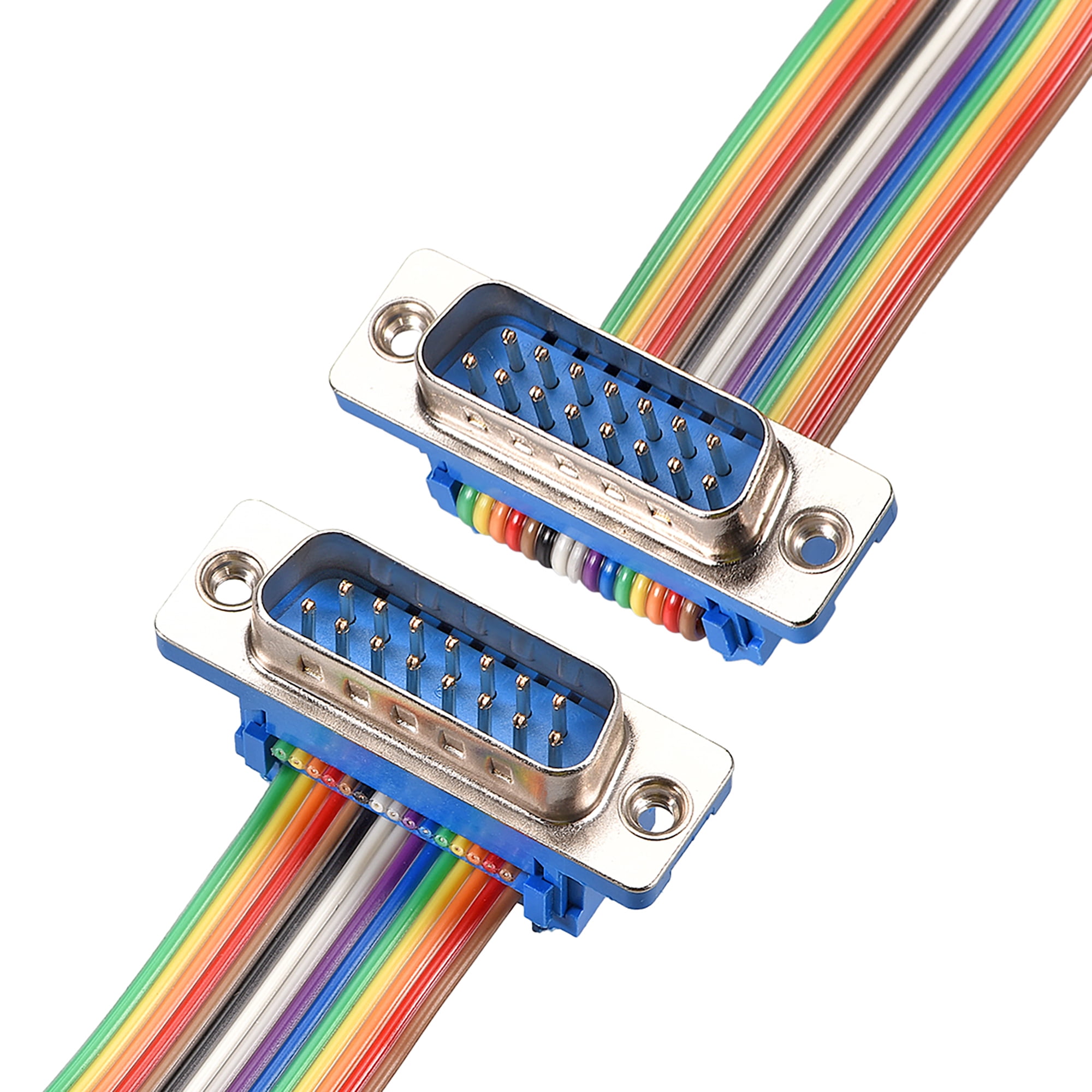 Buy Uxcell IDC Rainbow Wire Flat Cable DB15 Male to DB15 Male Connector ...