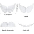 12PCS 3" 3D Mini White Feather Plastic Angel Wings Small Christmas Tree ...