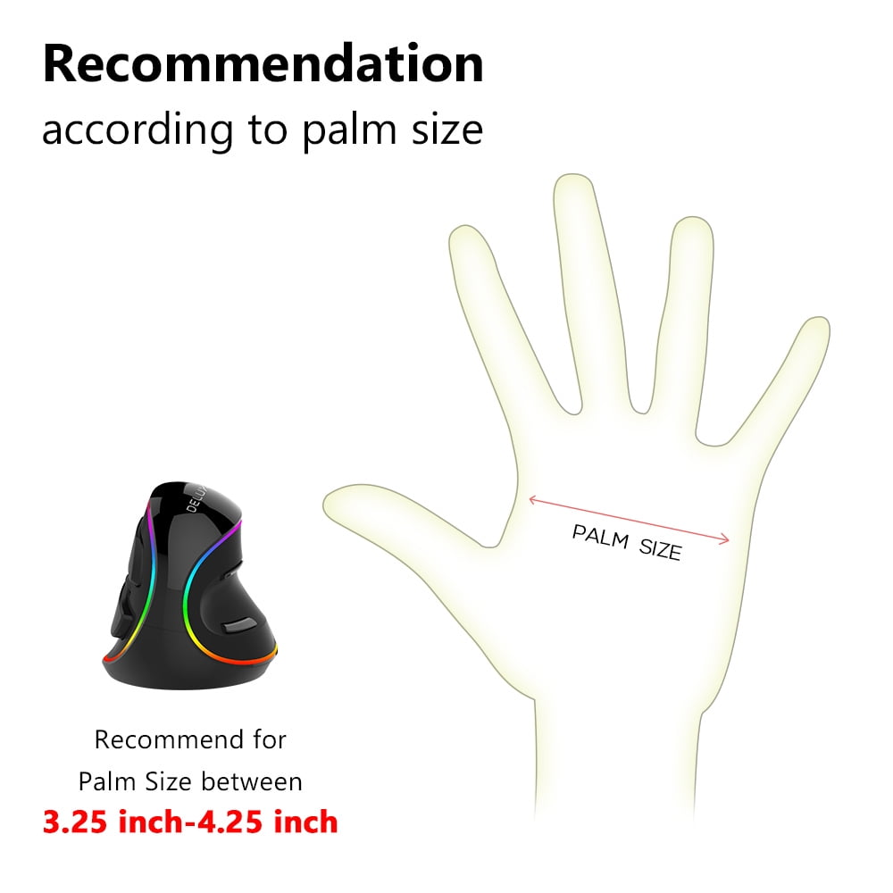 Buy DELUX M618PLUS RGB Wired Ergonomic Vertical Mouse, Large Computer ...