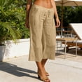 Avirosel Women's Casual Loose Solid Capris Pants with Pocket Pleated ...