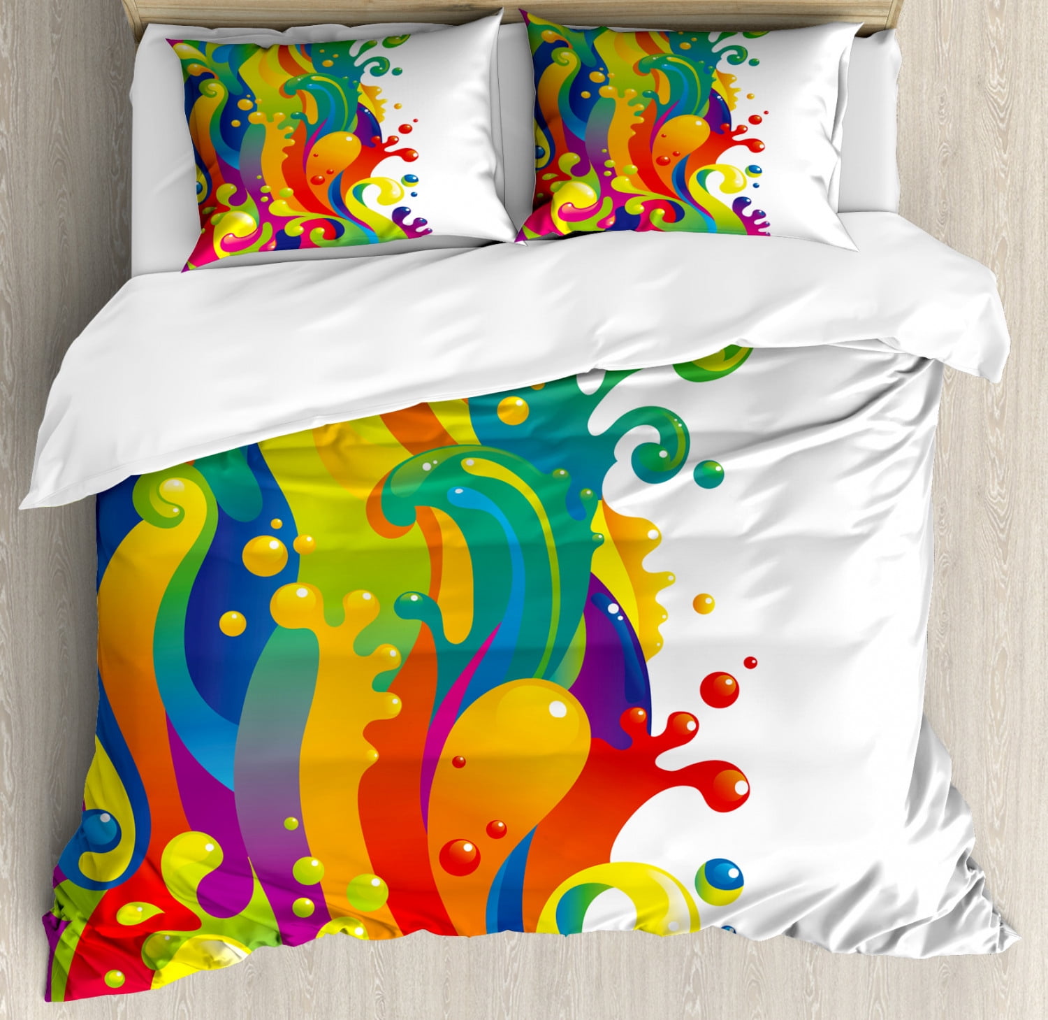 Psychedelic King Size Duvet Cover Set, Digital Made Fluid Rainbow Color ...
