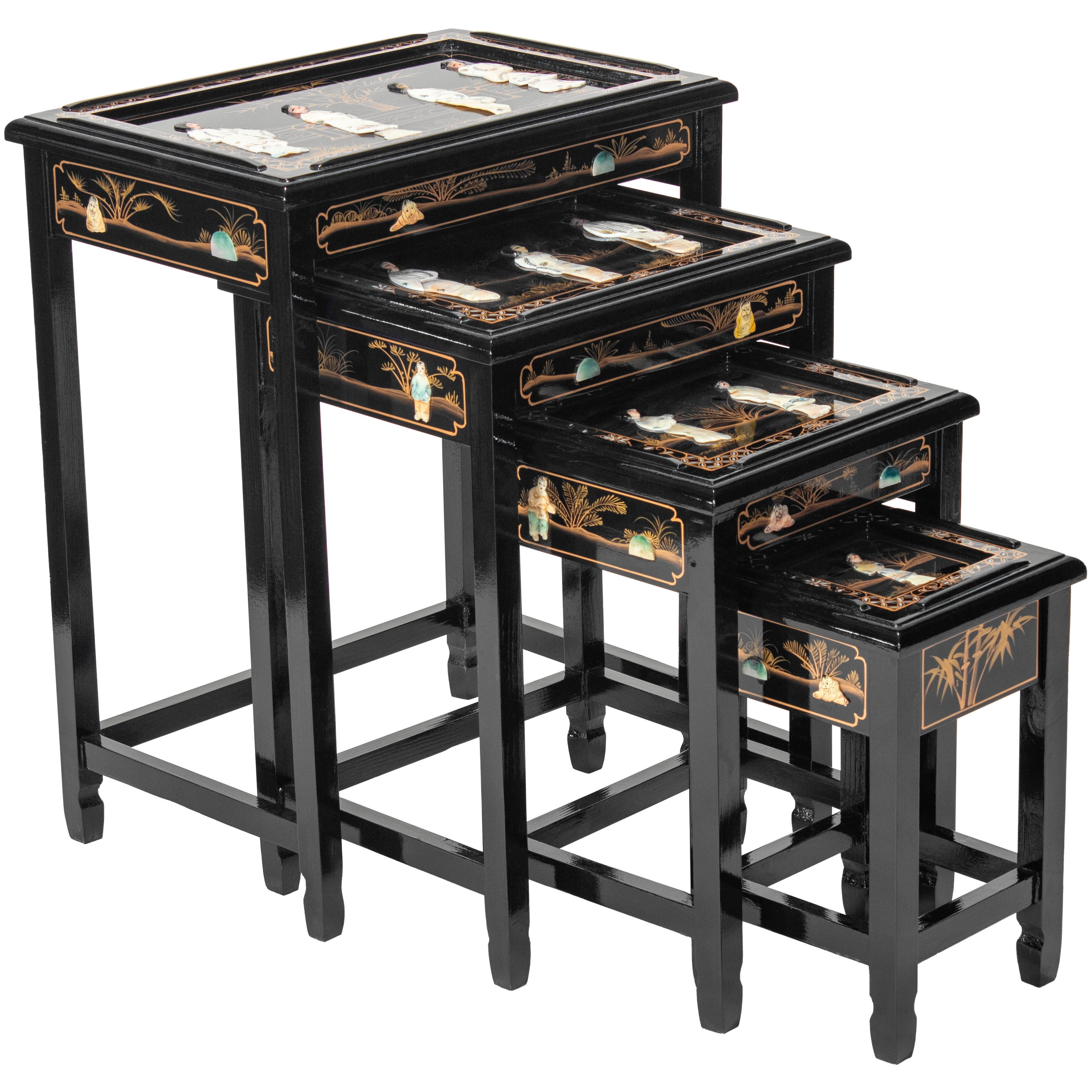 Oriental Furniture Black Lacquer Nesting Tables - Royal Ladies ...