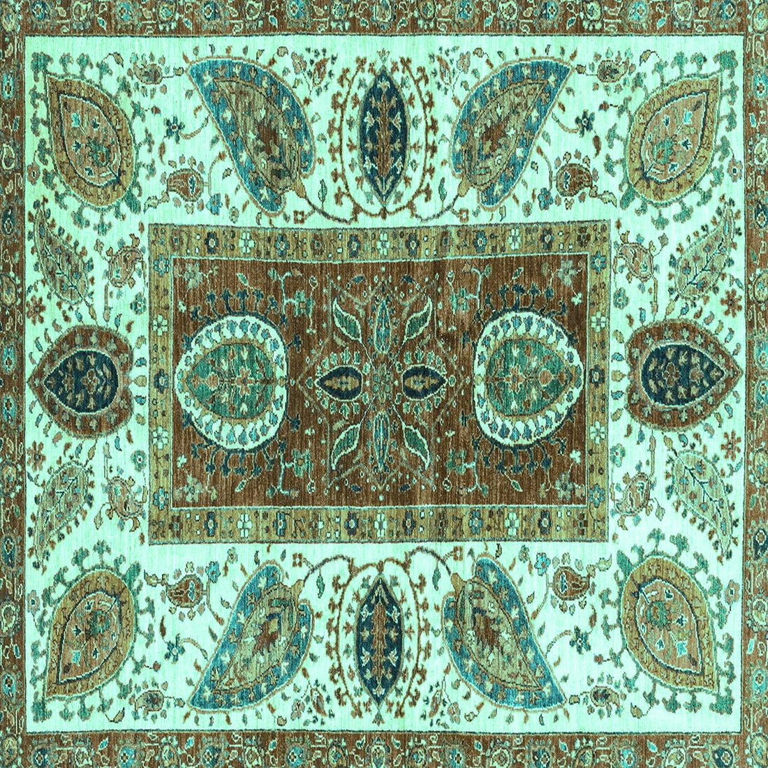 Ahgly Company Indoor Square Abstract Turquoise Blue Modern Area Rugs, 7 ...