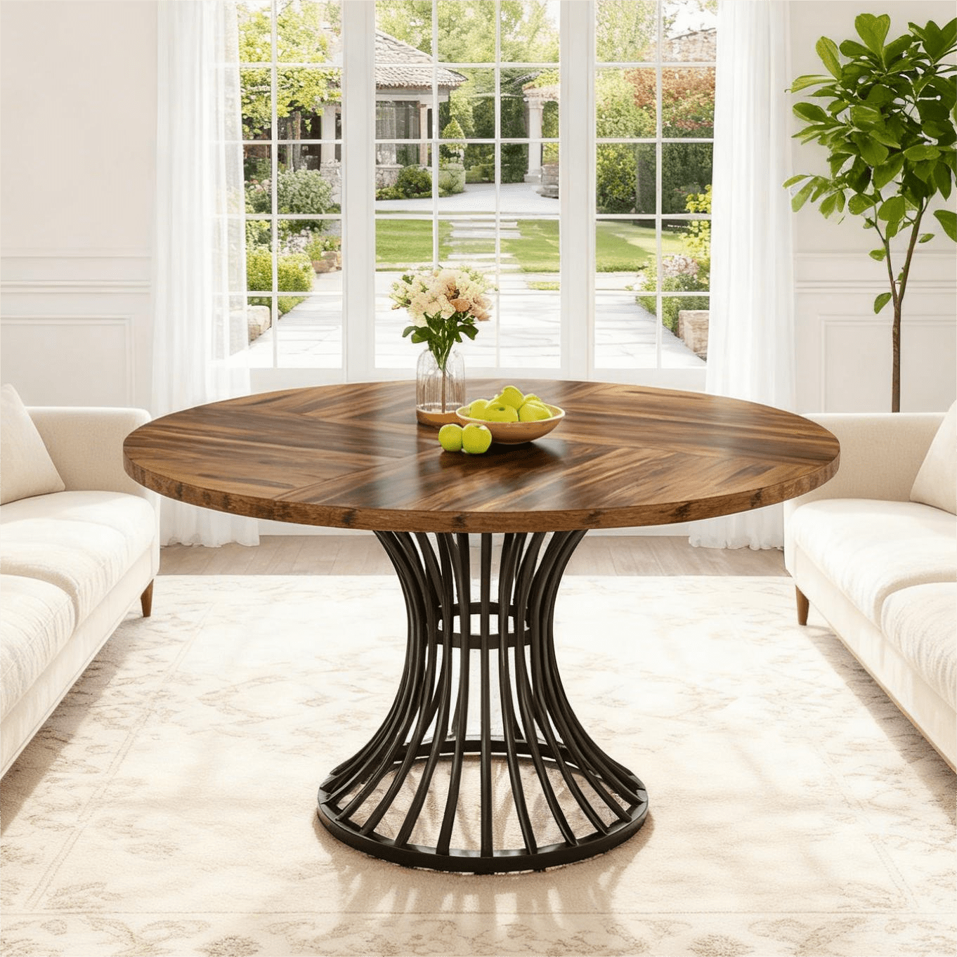 Click here for Fnova 47.24 Farmhouse Round Dining Table For 4 Peo... prices