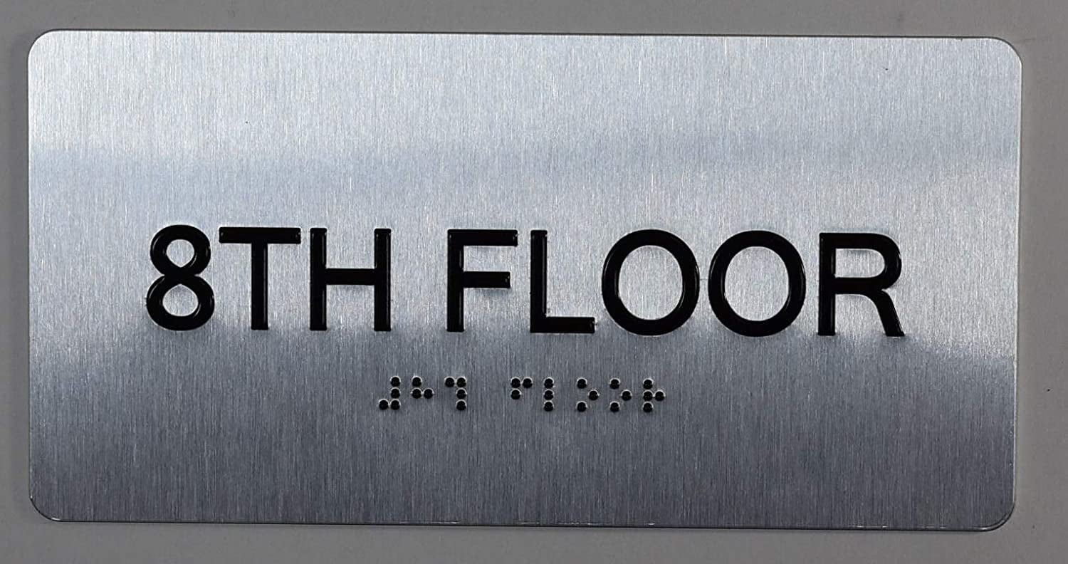8th Floor Sign- Floor Number Tactile Touch Braille Sign (Aluminium ...