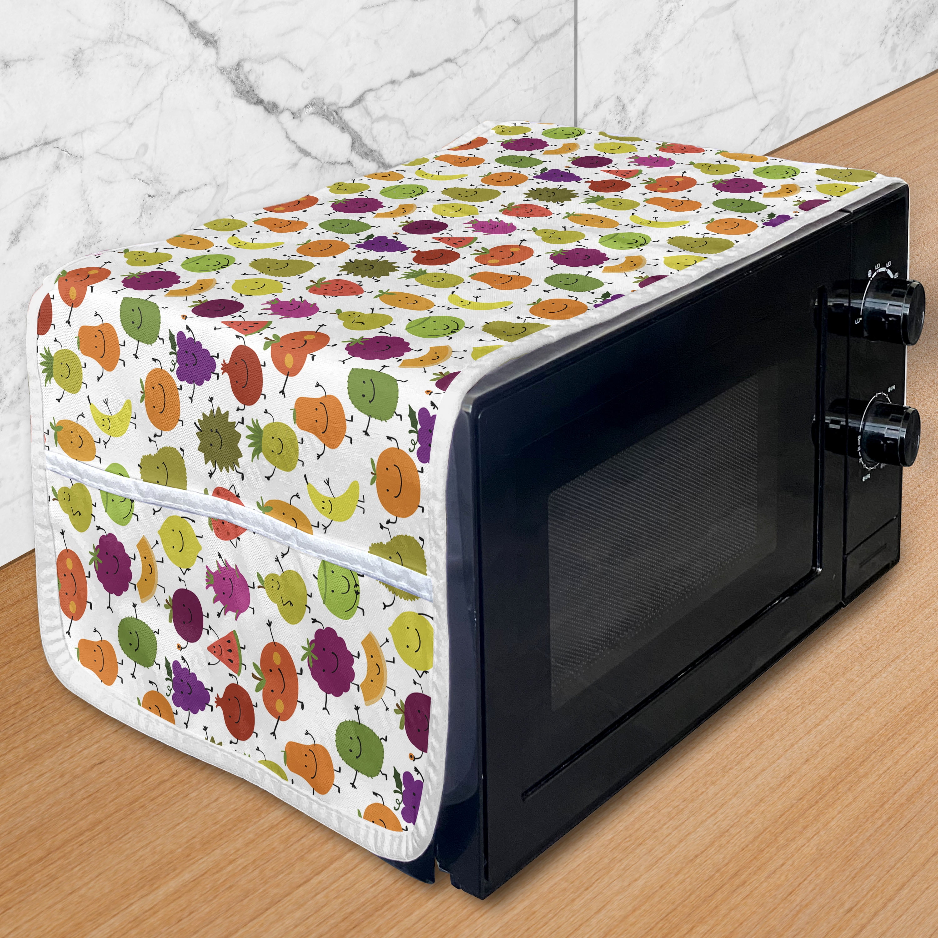 Funny Microwave Oven Cover, Image of Colorful Humanized Smiling Fruit ...