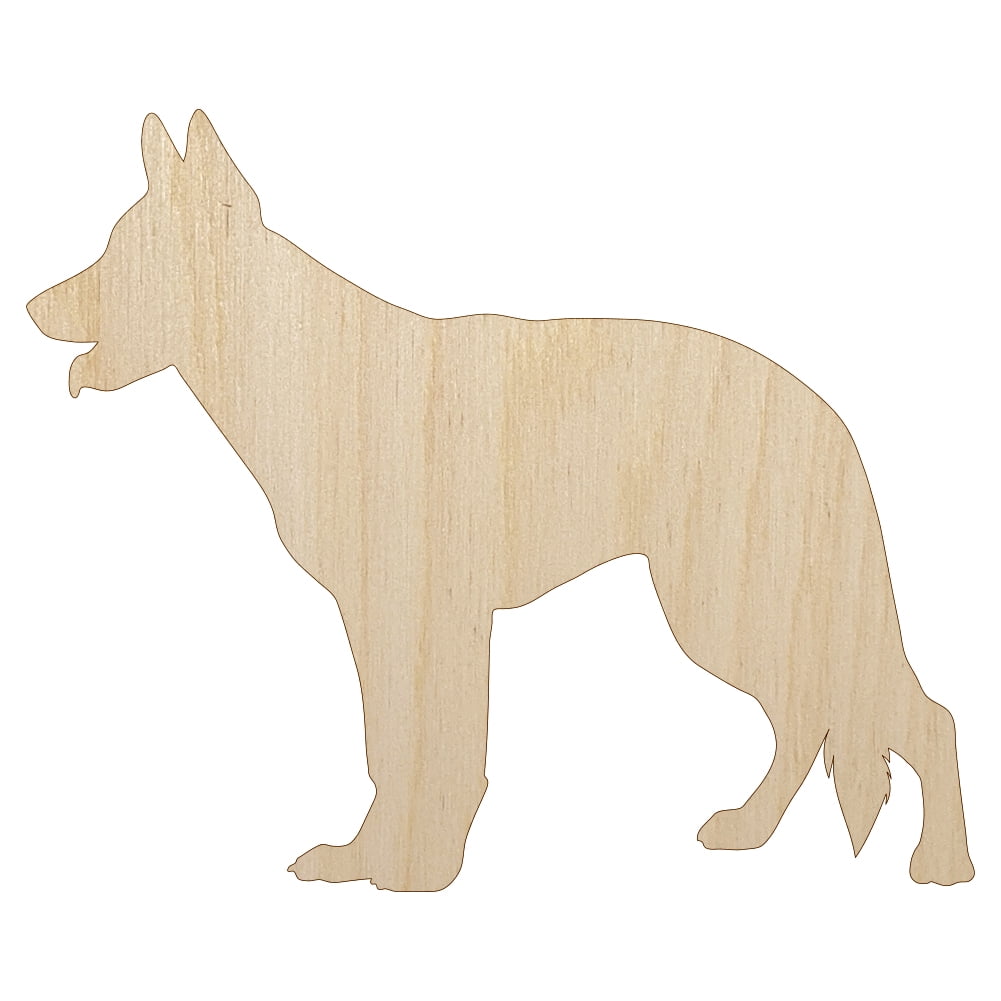 German Shepherd Dog Solid Wood Shape Unfinished Piece Cutout Craft DIY ...