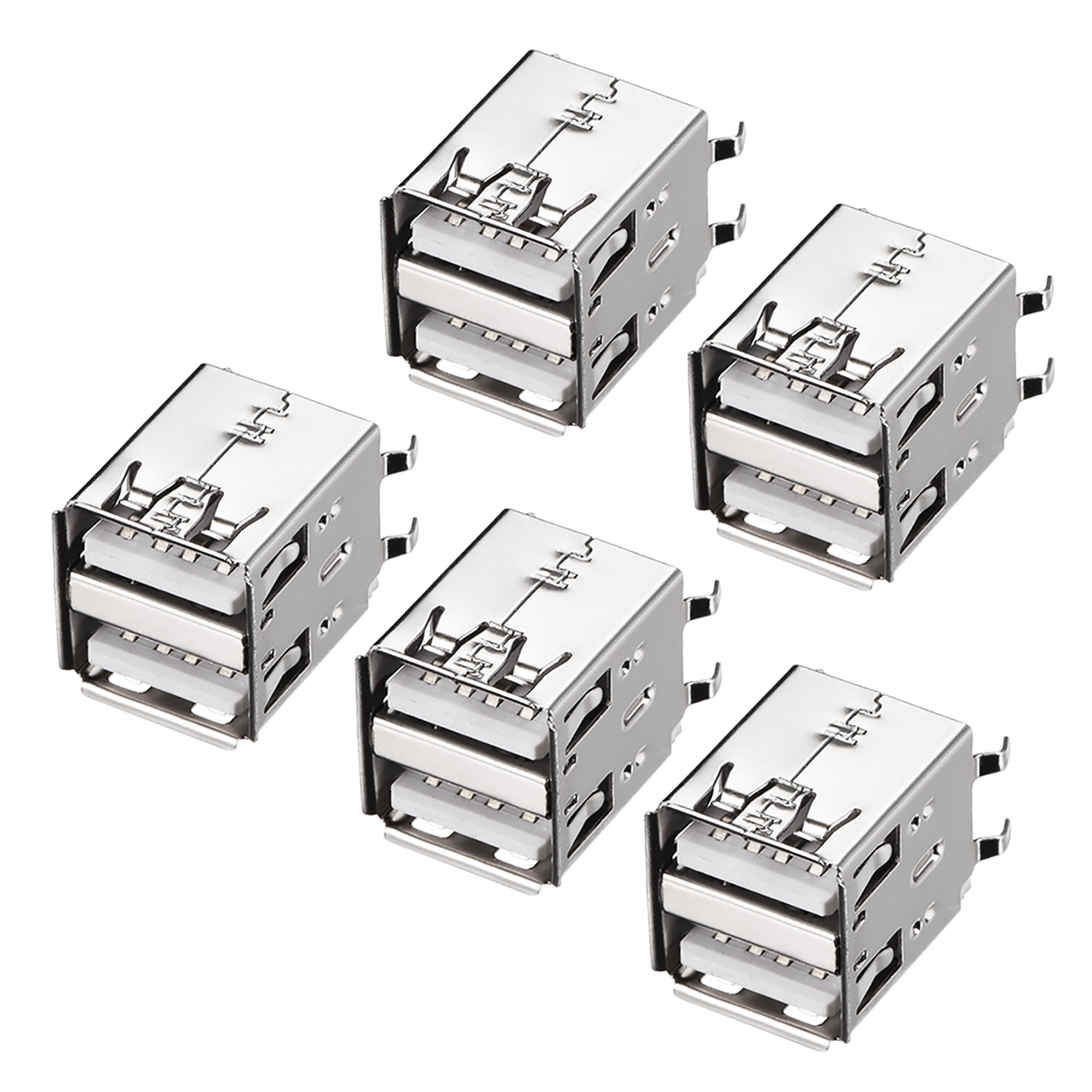 PCB USB Connector Type-A Dual Port Female Jack Vertical Four Bend Foot ...