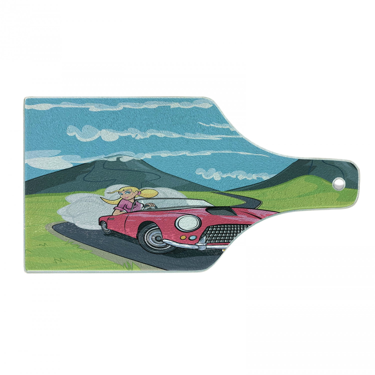 Cars Cutting Board, Blonde Girl Driving a Sports Car Through the ...