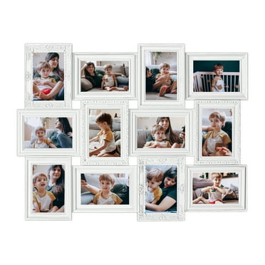 "Classic Brown Wall Hanging Picture Frame with Multiple Slots, 12 ...