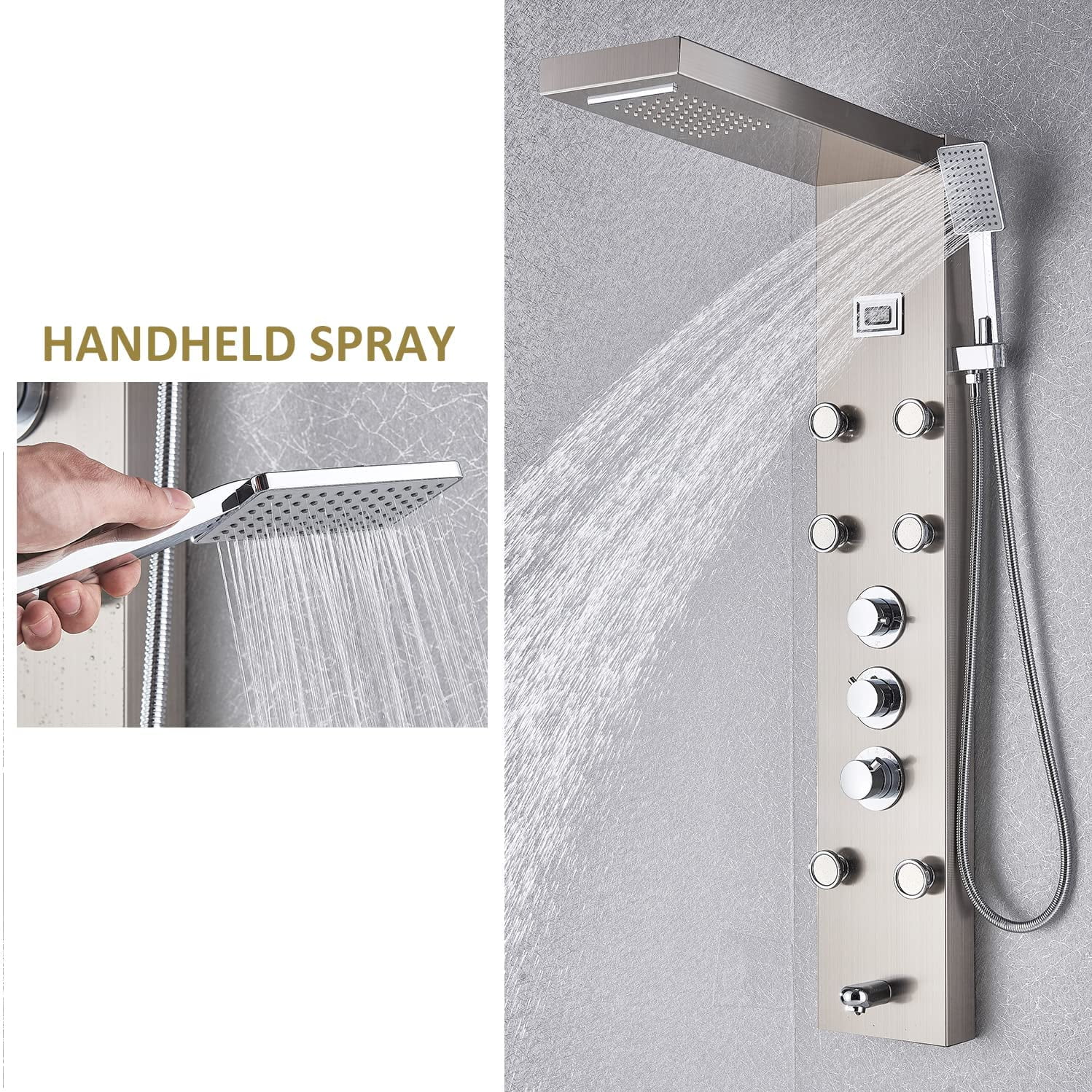 Buy Rozin Shower Panel Tower System Thermostatic Bathroom Shower Panel Tower System with ...