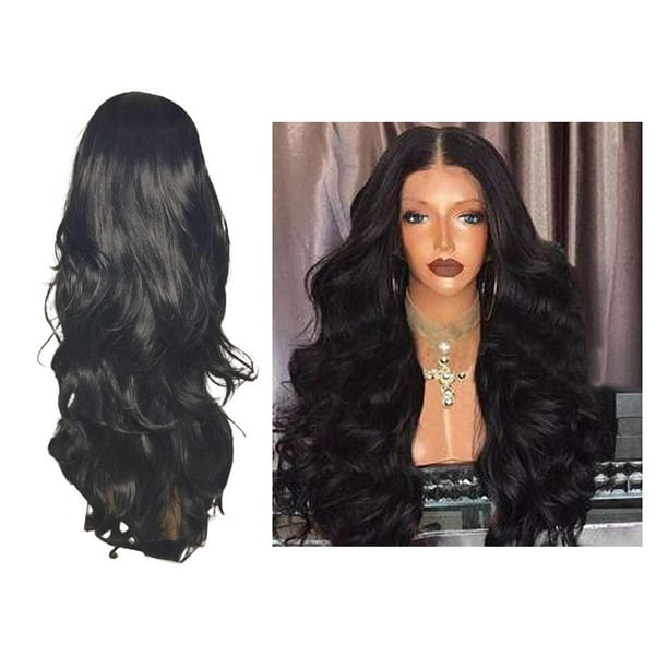 Peluca frontal ondulada completa Pelucas negras Peluca sintética ...
