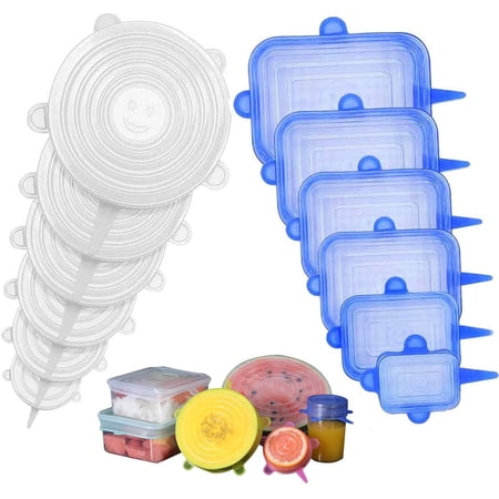 2 Sets Silicone Stretch Lids with 3 Color Reusable Container Lids Food ...
