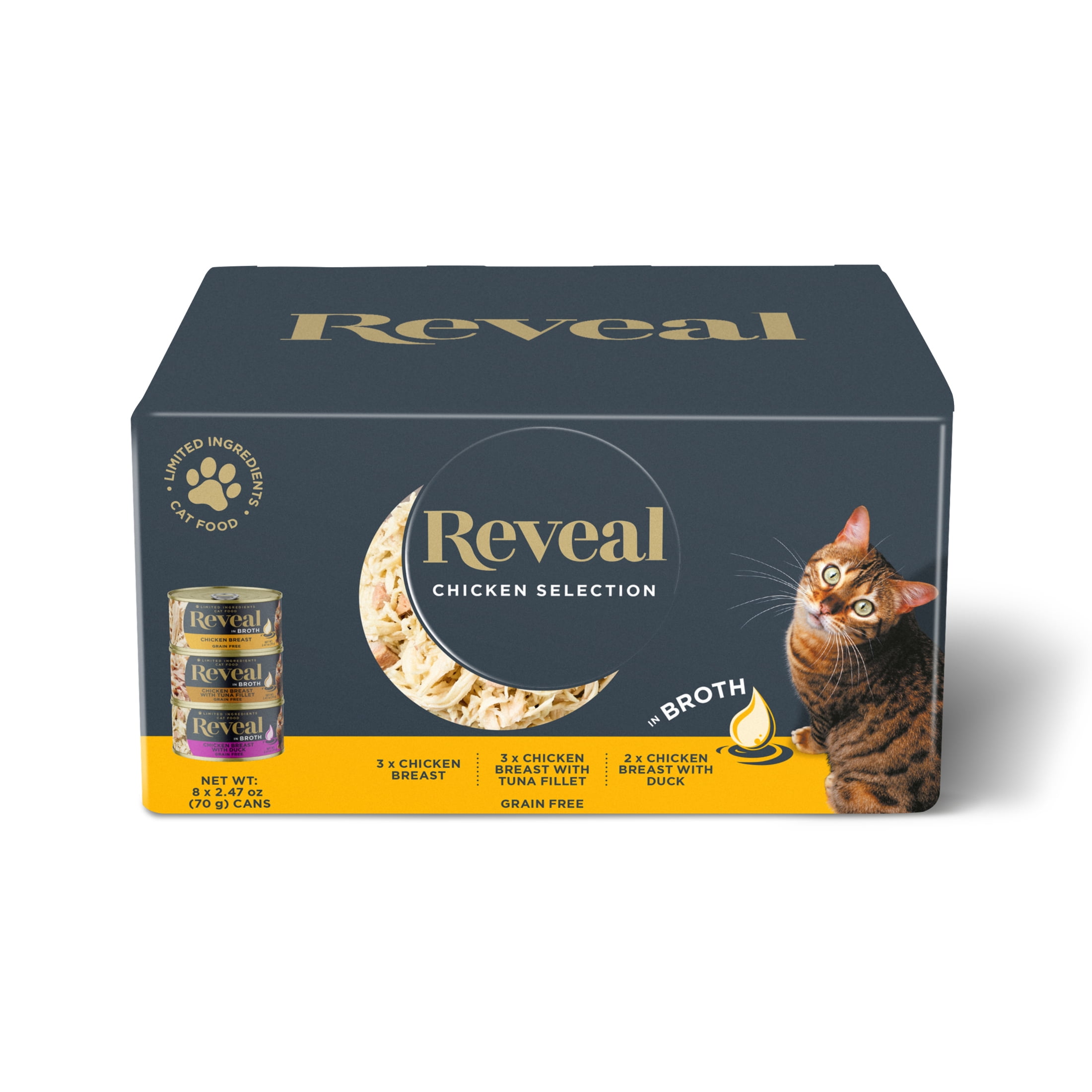 Reveal Natural Wet Cat Food, Chicken in Broth Variety Pack, 8 x 2.47oz ...