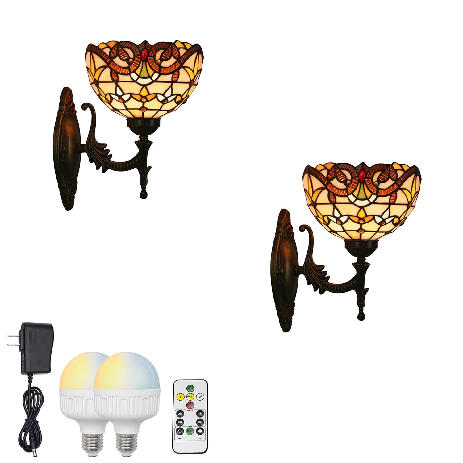 FSLiving Color Changing RGB Mode Wall Sconces Remote Control Lamps ...