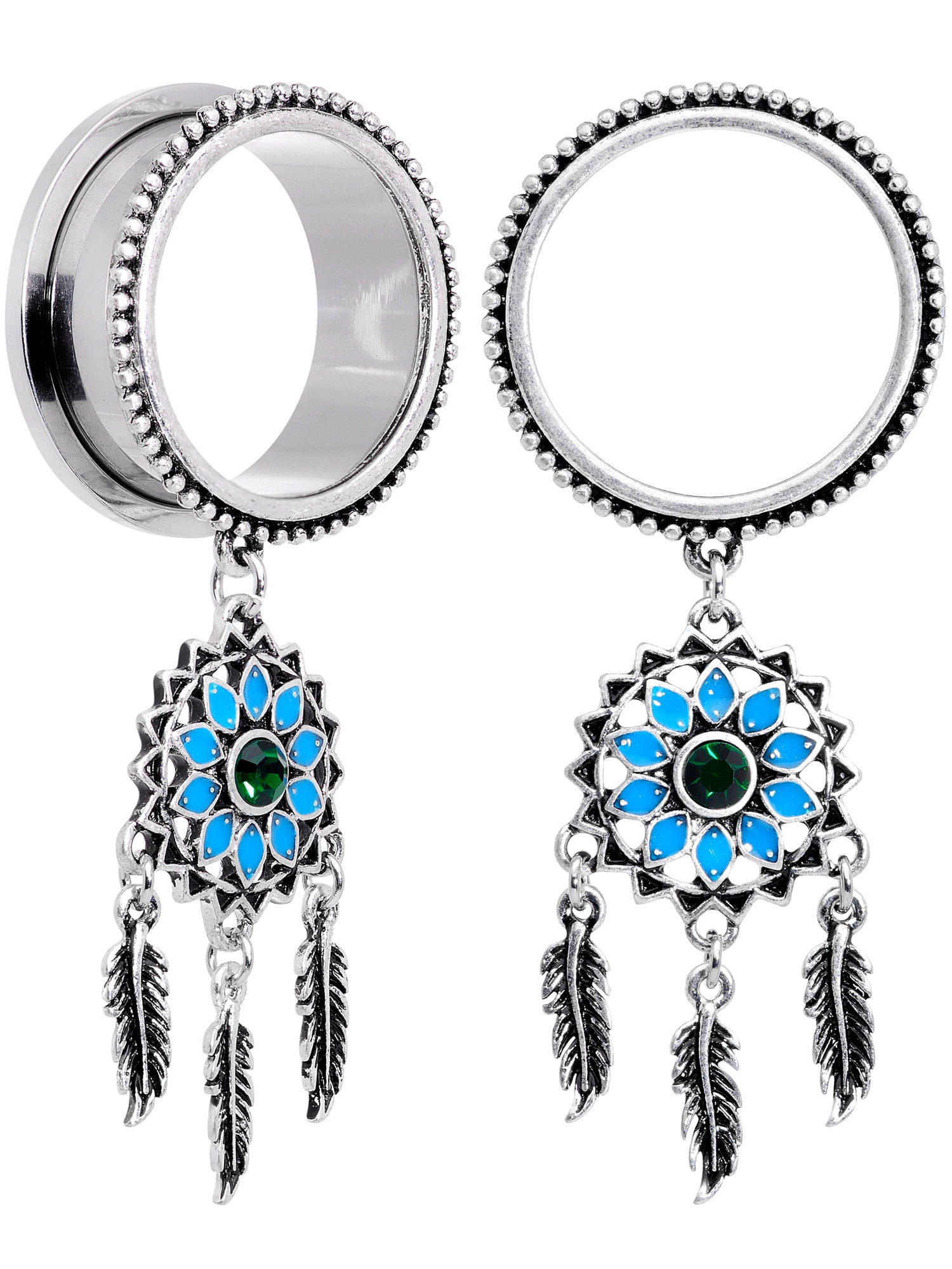 Body Candy 2Pc Steel 25mm Double Flare Screw Fit Tunnel Plug Feather ...