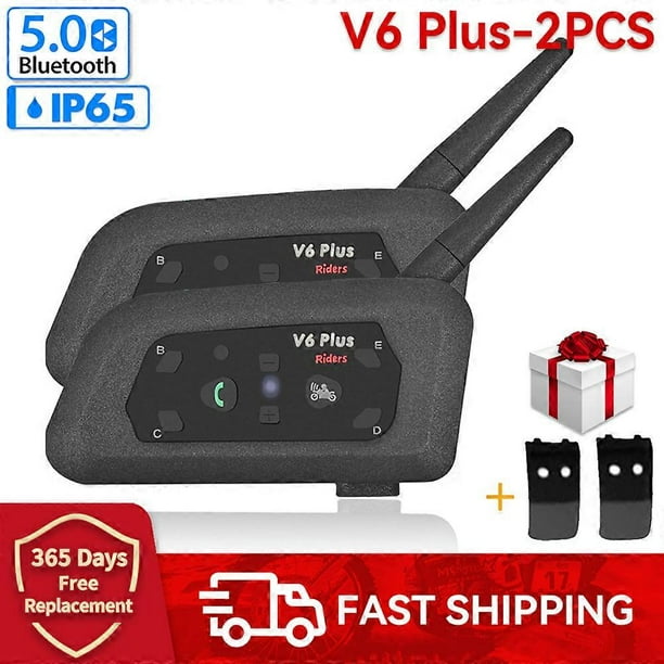 2 Piece V6 Pro Motorcycle Bluetooth Helmet Intercom Headset 1500m Bt ...