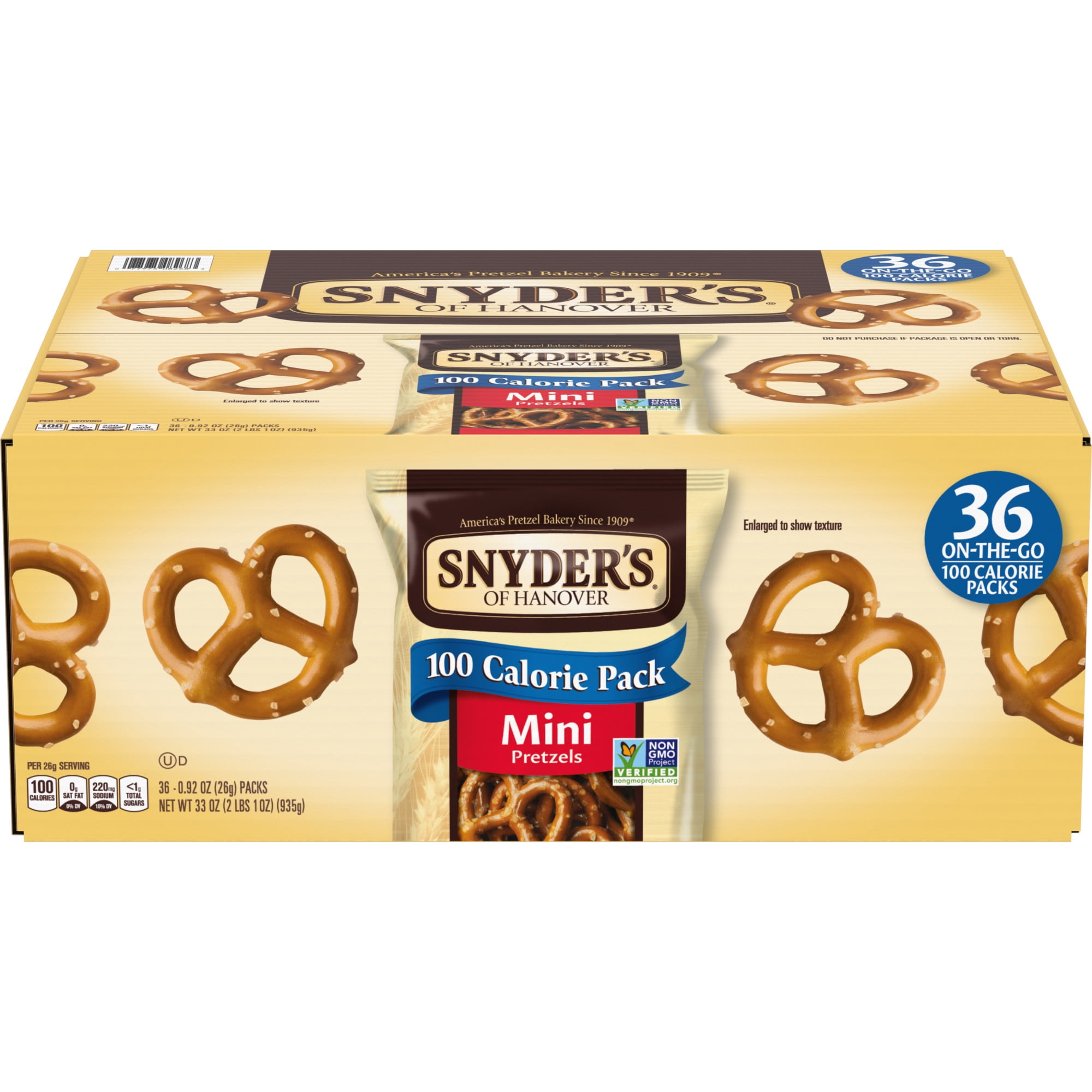 Snyder's of Hanover Mini Pretzels, 100 Calorie Individual Packs, 36 Ct ...