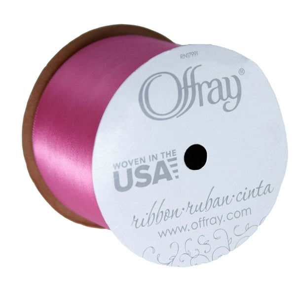Offray Ribbon, Shocking Pink 2 1/4 inch Single Face Satin Polyester ...