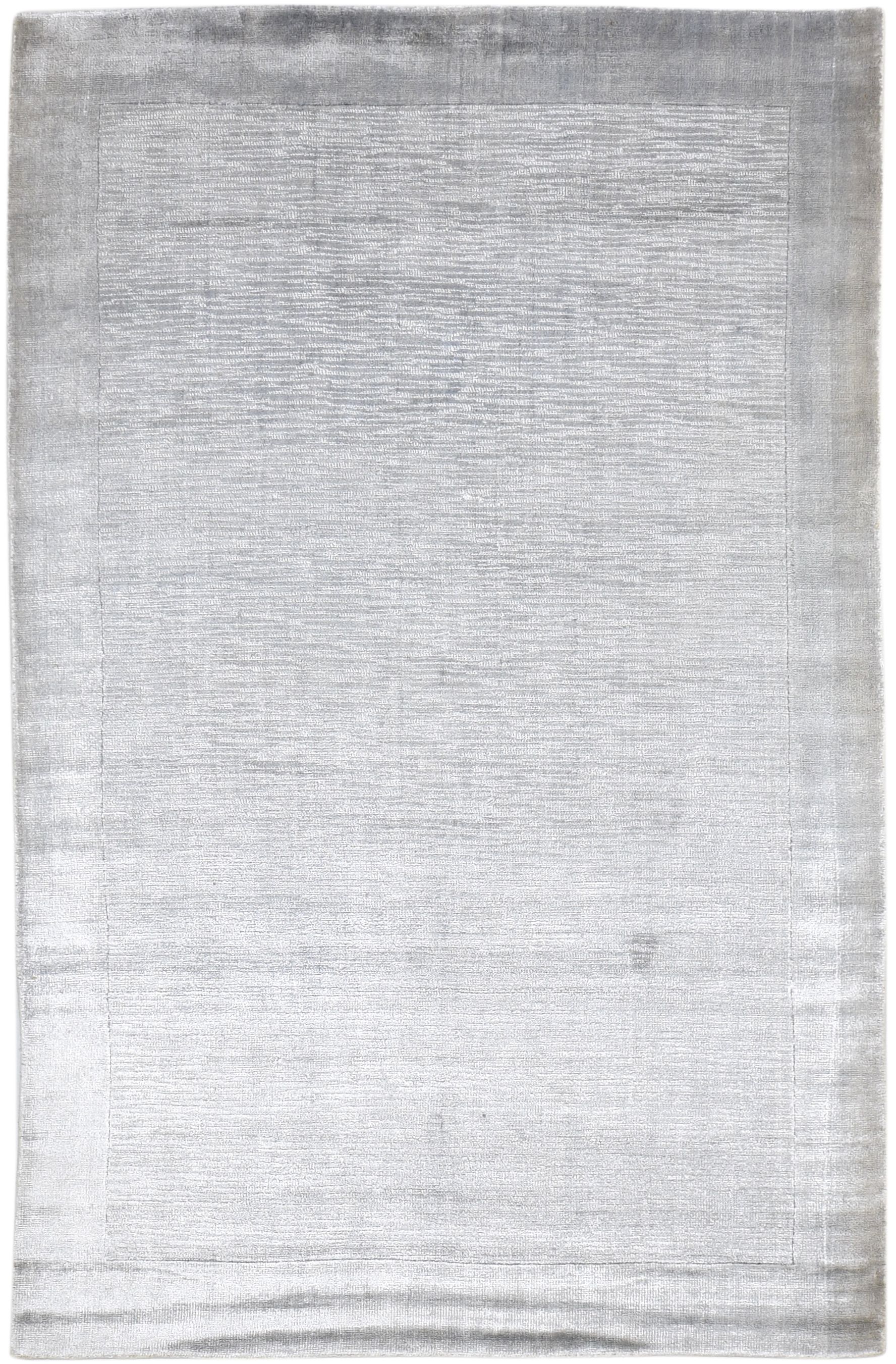 Handloom Dark Grey Silk Rug 5' X 8' Modern Scandinavian Solid Room Size ...