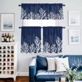 3 Piece Kitchen Curtains and Valances Set Navy Blue Coral Coastal Cafe ...