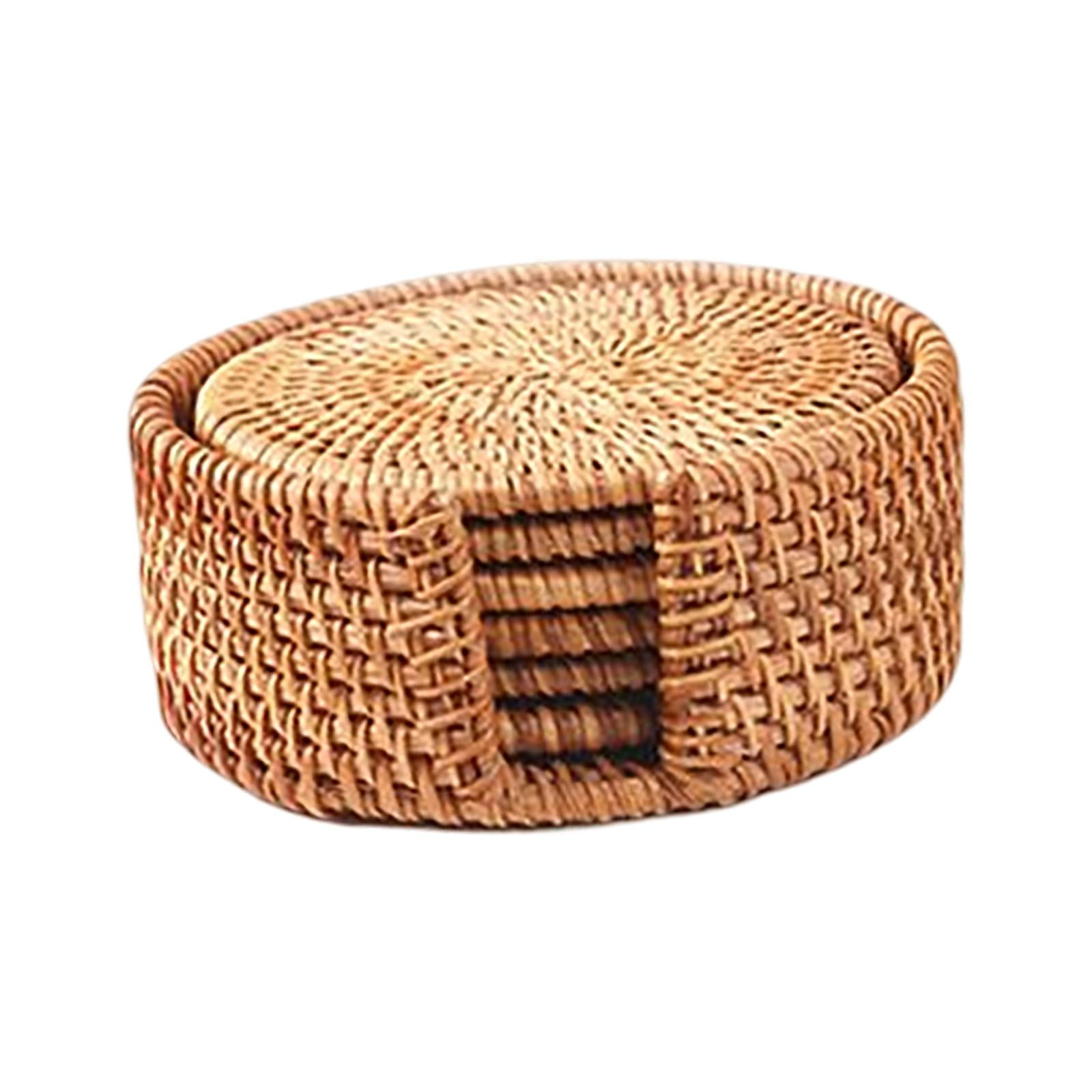 6x Rattan Coasters, for Drinks with Holder Kitchen Table Crafts for ...