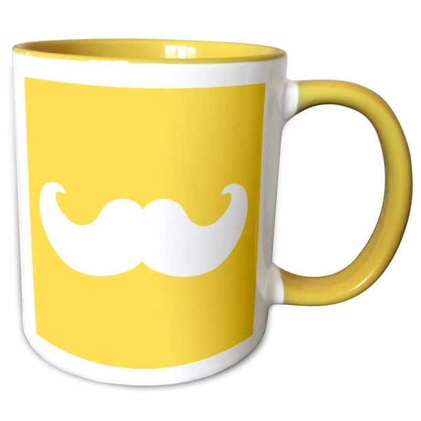 3dRose White mustache on mustard yellow - Ironic hipster moustache ...