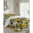 4 Piece Duvet Cover Set Full, Spring Yellow White Daisy Flower Soft ...