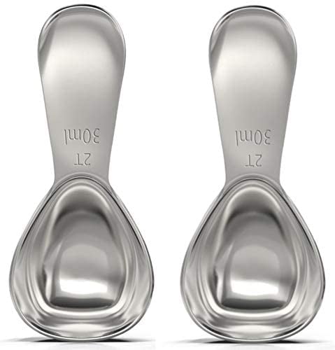 Cuchara dosificadora de acero inoxidable para café (paquete de 2) (2 cucharadas, 30 ml) Cucharas ...