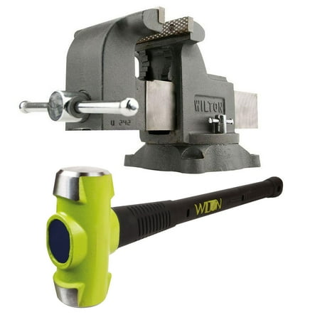 Wilton WS8 8 Inch Swivel Base Steel Bench Vise w/ 10 Pound Steel Sledge ...