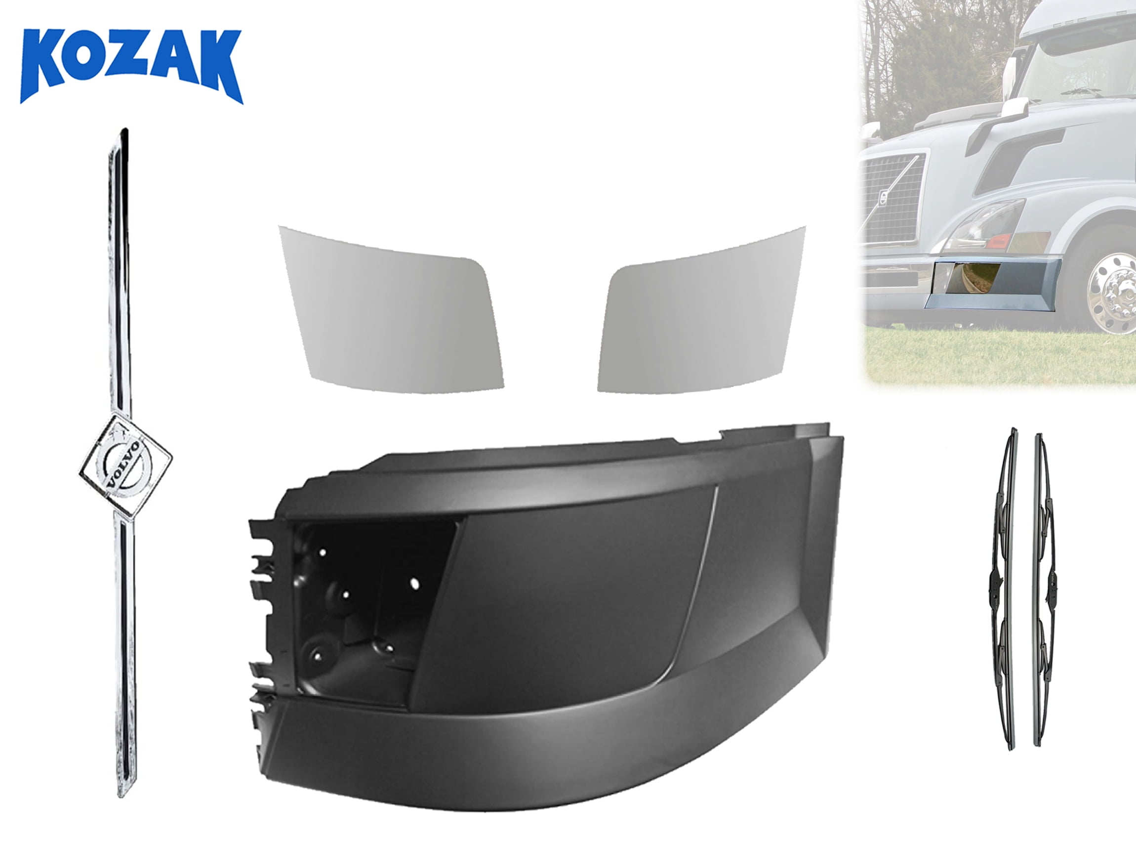 Volvo VNL Truck Bumper Corner Extension Left Driver Side With Fog light ...