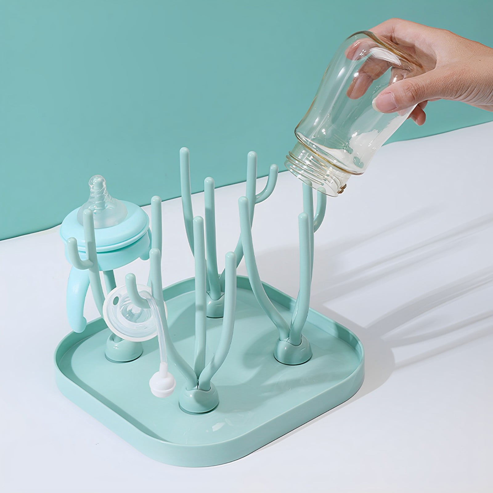Baby Bottle Drying Rack, Space Saving Bottle Dryer Holder with Drainer ...