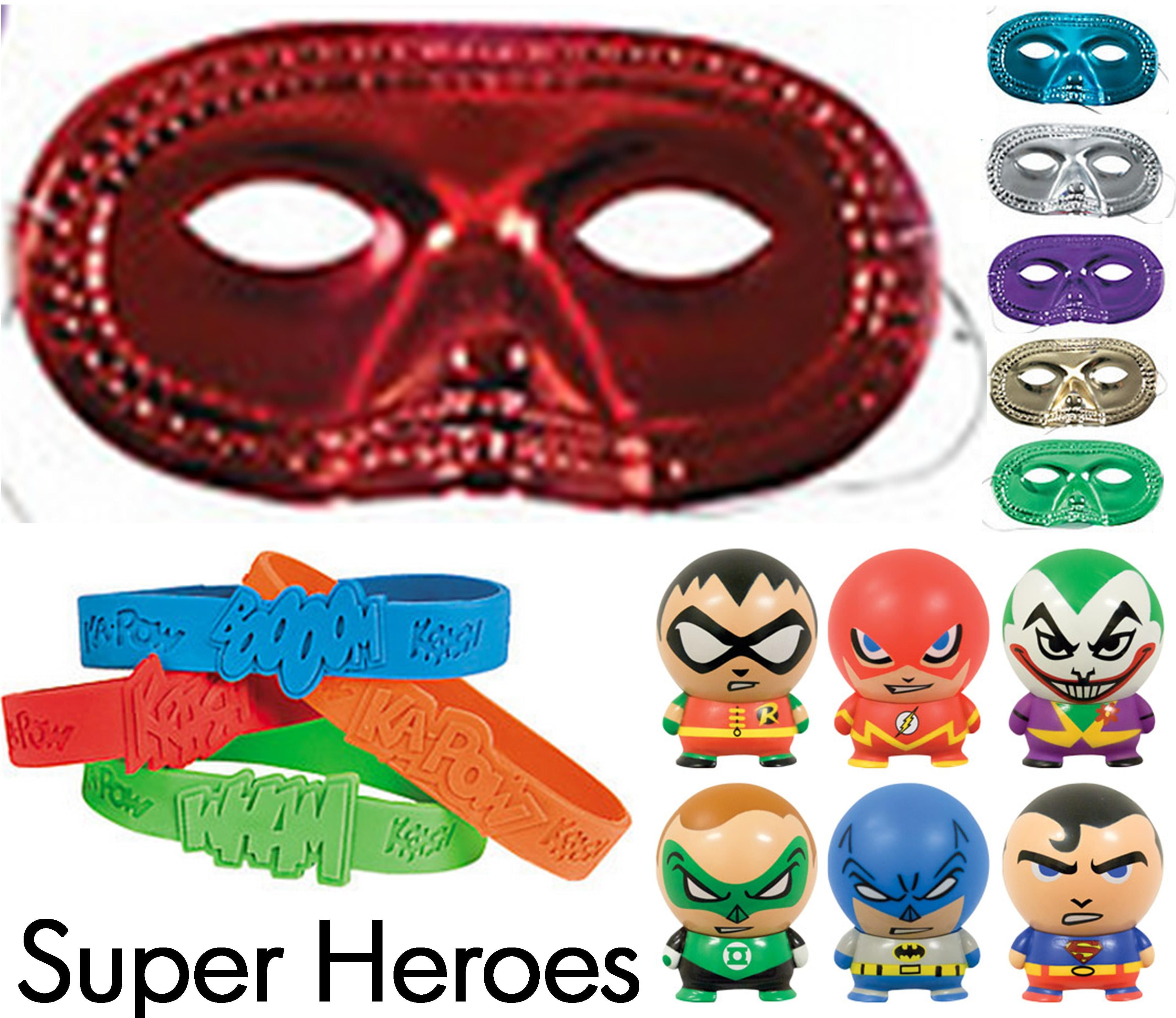 36 Pc Superhero Party Favor Pack (12 Half Masks, 12 Super Hero ...