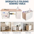 63" x 19" x 29.5" Folding Sewing Table with Storage, Large Sewing ...