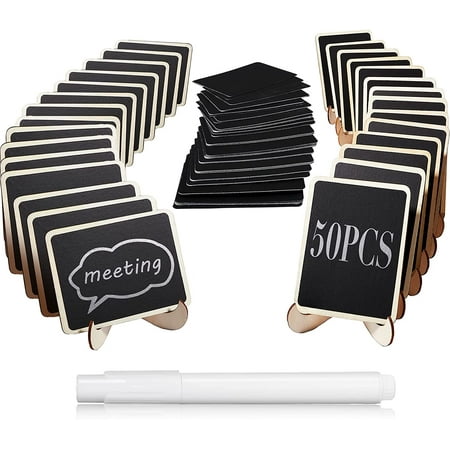 50 Pieces 3 x 4 inch Mini Chalkboards Signs with Support Easels, Wooden ...