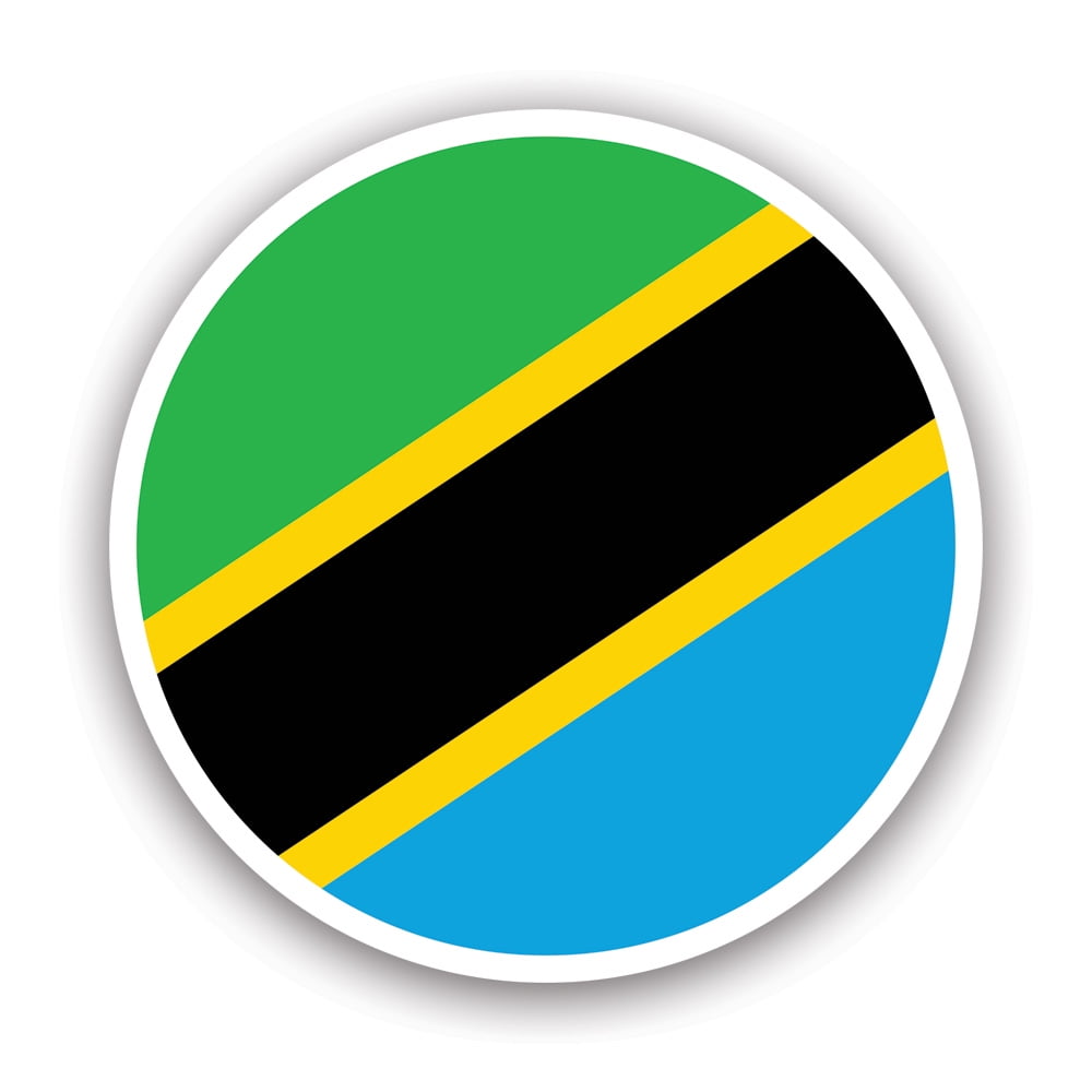 Round Tanzanian Flag Sticker Decal - Self Adhesive Vinyl - Weatherproof ...