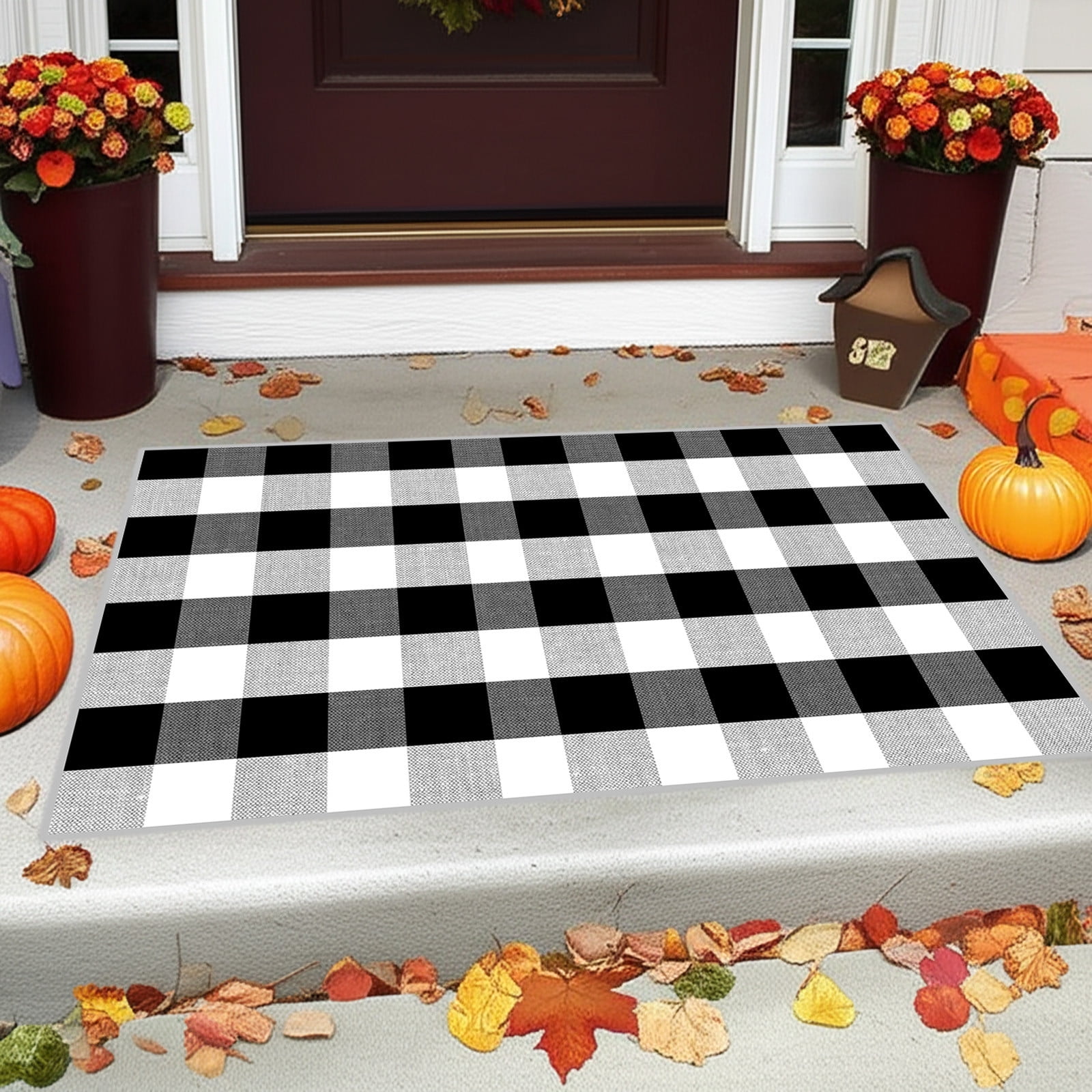 Click here for Czzoypi Plaid Outdoor Rug For Fall  Hand-Woven Doo... prices