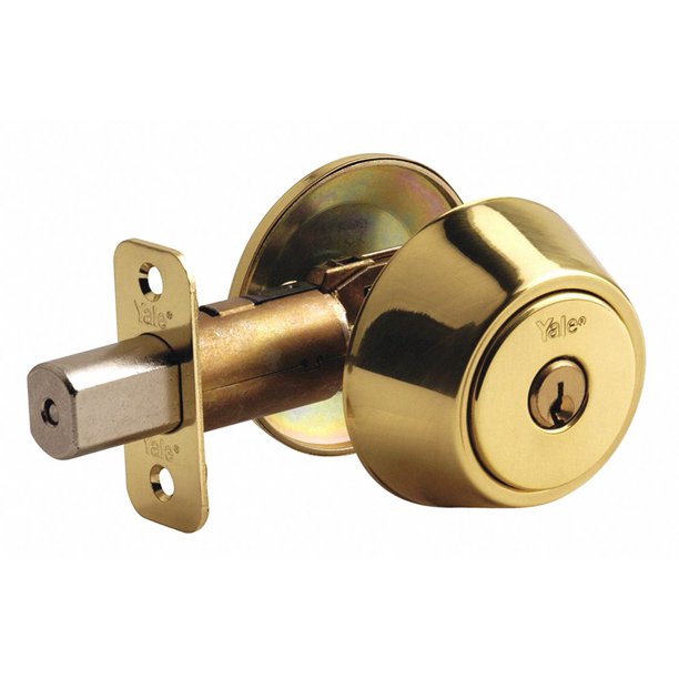 Yale Deadbolt,Polished Brass,Heavy-Duty D981301 - Walmart.com