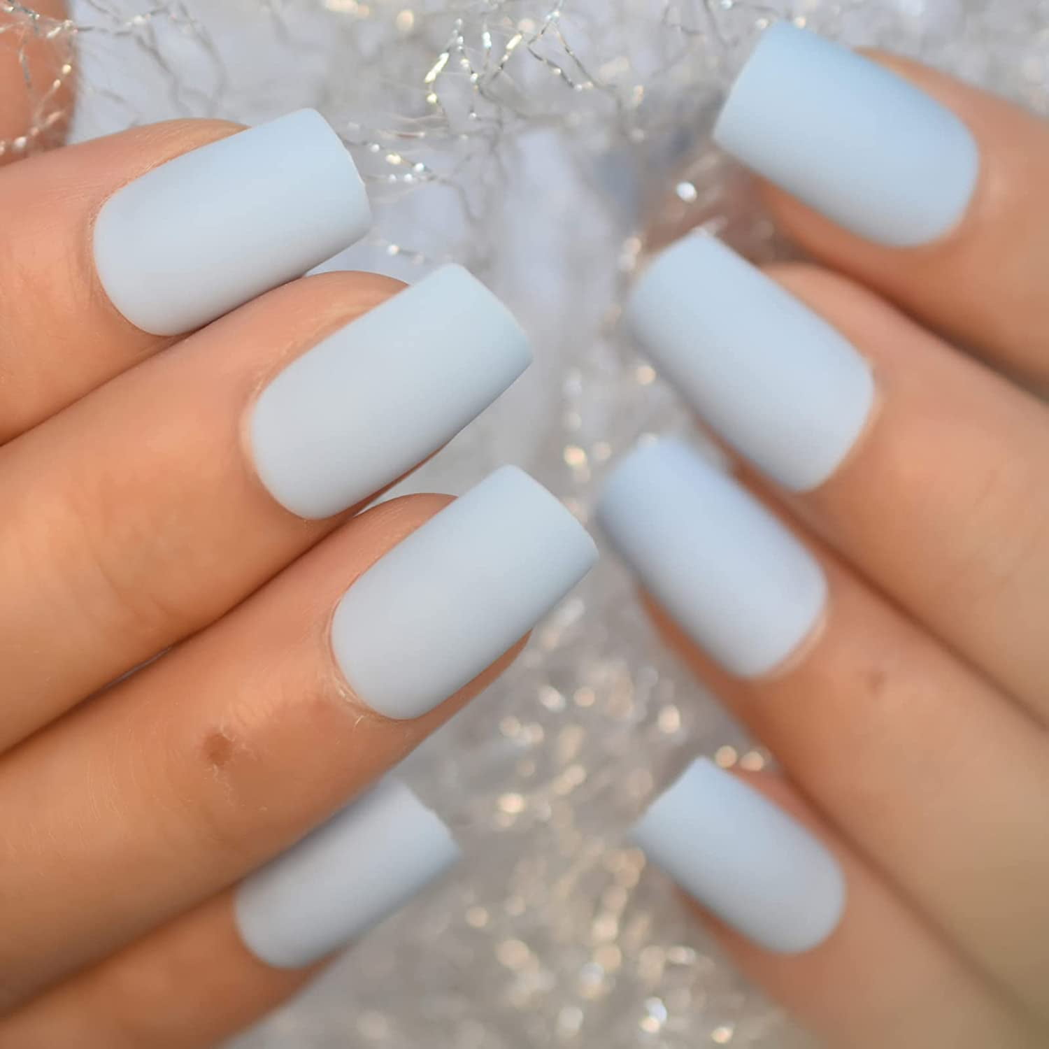 Light Blue Matte Nails