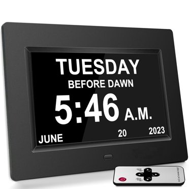 Yescom 2 Pack LCD Day Clocks, Digital Calendar Alarm with Large Display ...