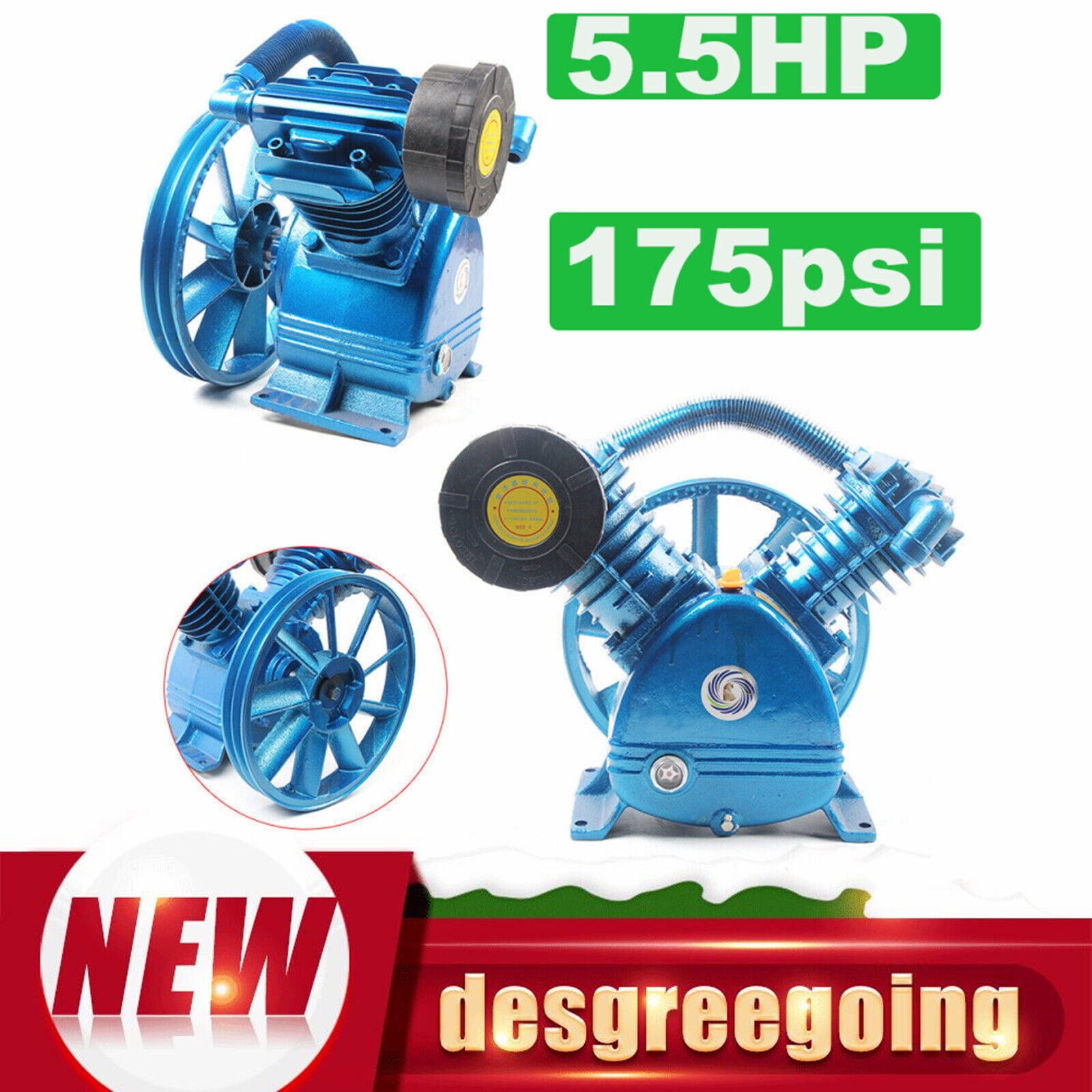5.5HP V Type Twin Cylinder Air Compressor Pump Head Air Tool Double ...
