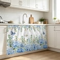 Blue Hydrangea Cabinet Curtain, Rustic Summer Blue Floral Butterfly ...