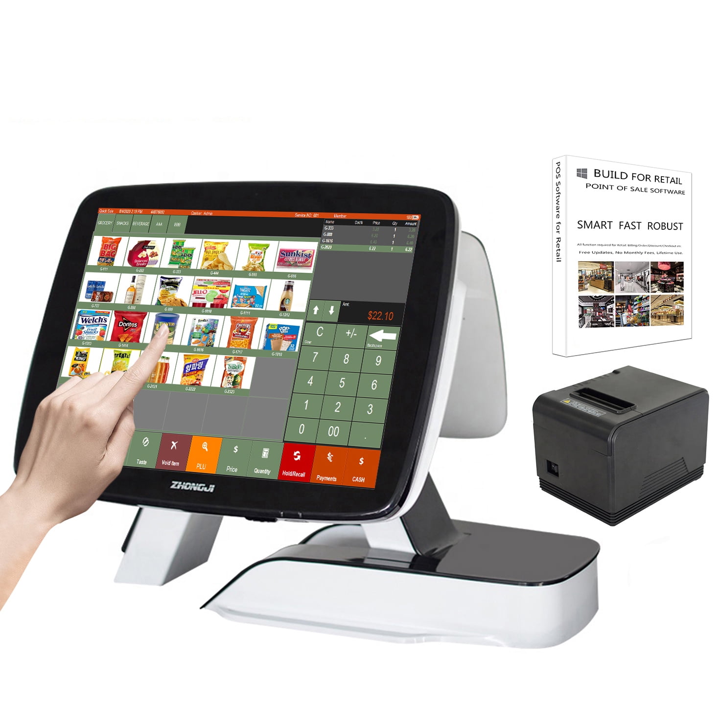 Touch POS System for Small Businesses with Scanner, Thermal Receipt Printer and Retail Store ...